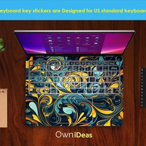 Hp Laptop Decal Unique Botanical Pattern Personalised Gift Vinyl ...