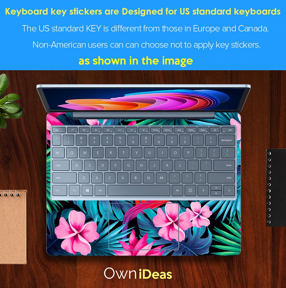 Surface Book 3 Decal Green Leaf Red Flower Design Customizable ...