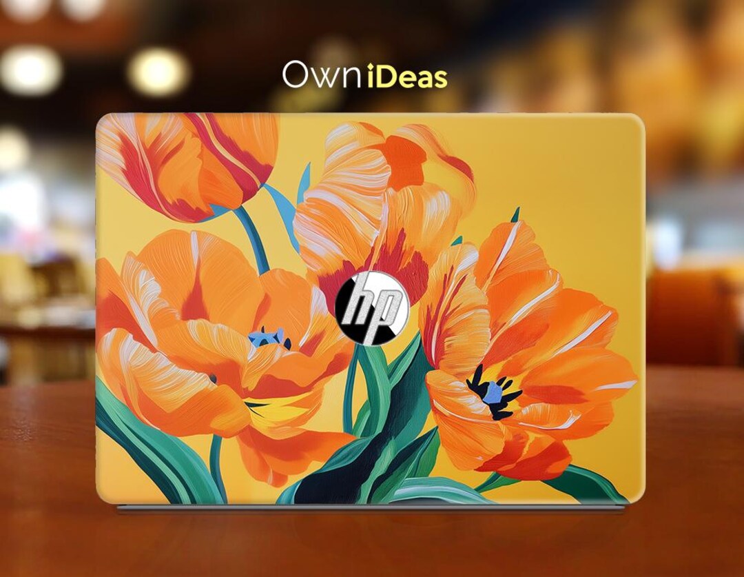 Hp Laptop Decal Orange Flower Pattern Personalized Gift for Spectre ...