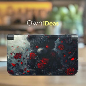 Custom Nintendo 3ds Xl Skin With Clear Case Dark Rose Bear Design ...