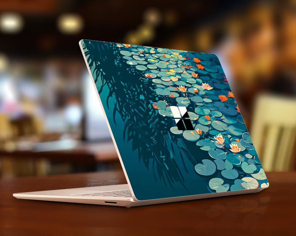 Surface Laptop Skin Green Lotus Design Customizable Personalized Gift ...