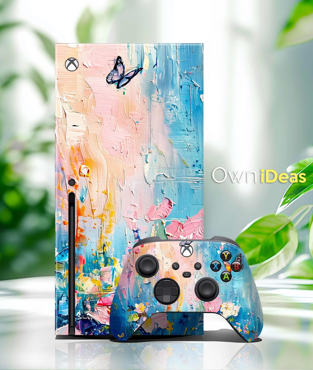 Xbox Skin Fantasy Oil Painting Flower Butterfly Design Gaming Decor ...