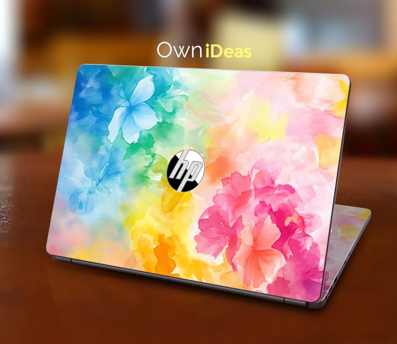 Hp Laptop Skin Colorful Splash Pattern Personalized Gift Vinyl Sticker ...