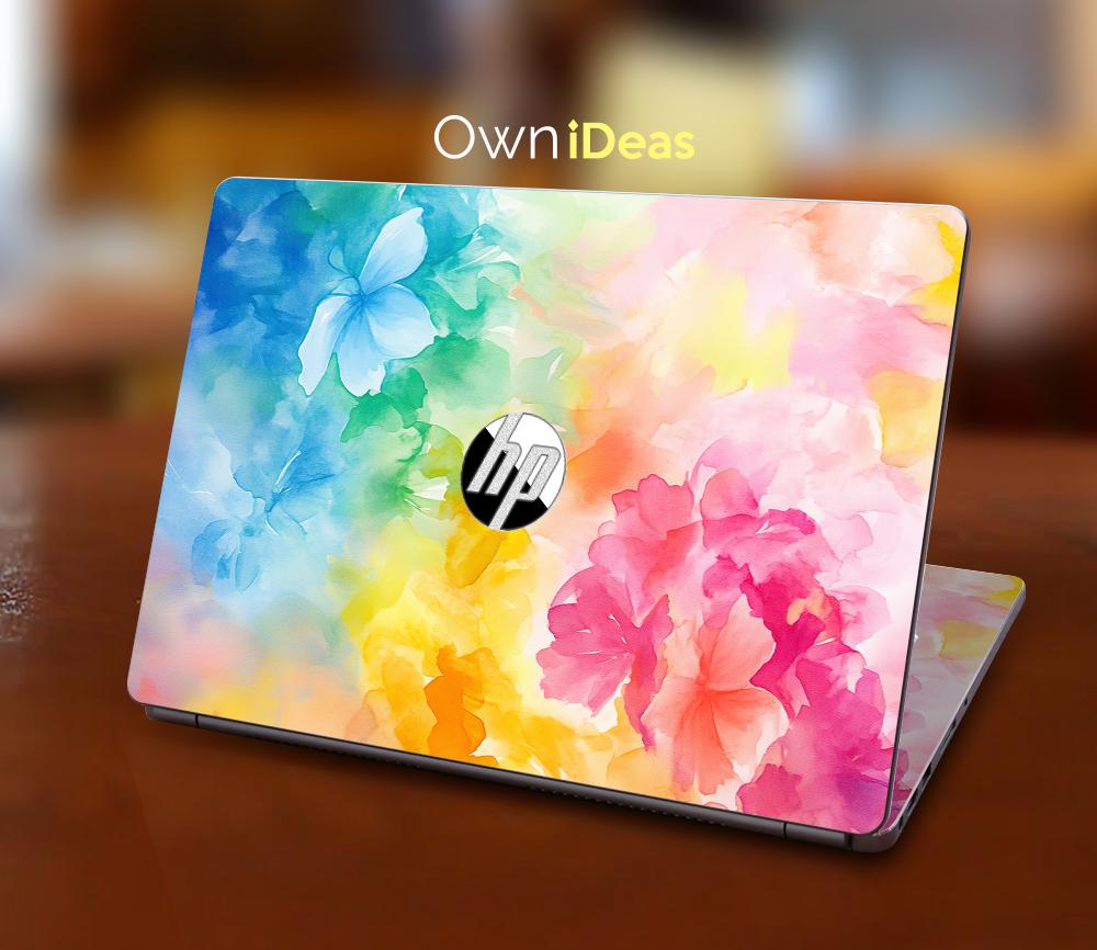 Hp Laptop Skin Colorful Splash Pattern Personalized Gift Vinyl Sticker ...