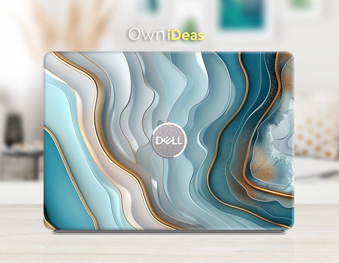 Dell Laptop Decal Blue Marble Texture Custom Personalized Gift Fits ...