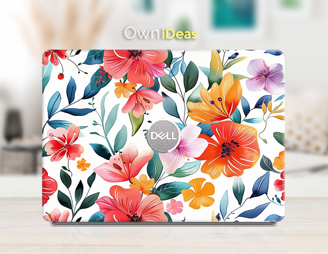 Dell Laptop Sticker Custom Oil Painting Floral Design Gift for Create ...