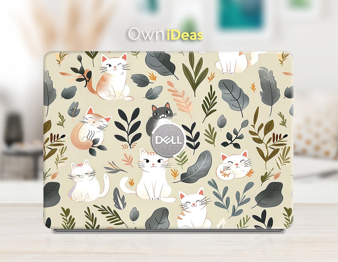 Dell Animal Sticker Laptop Skin Cute Cat Pattern Custom Decal ...