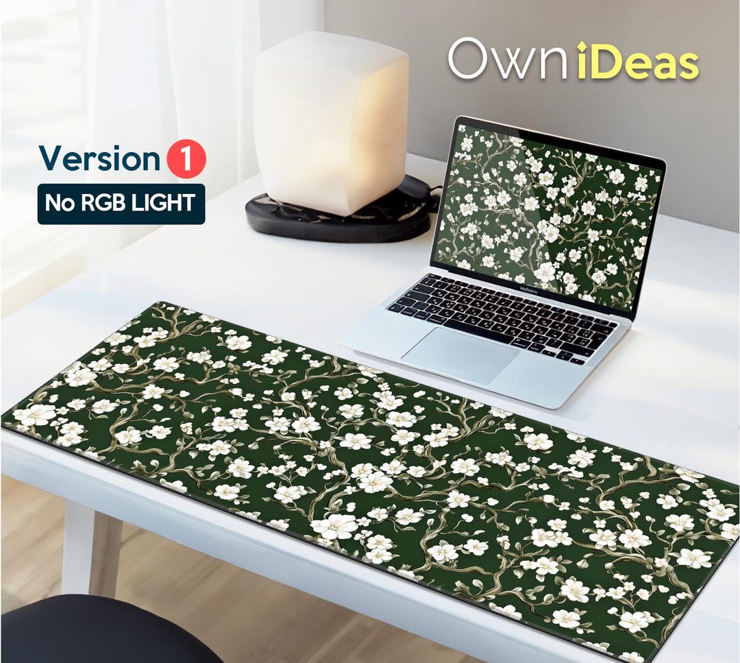 Plant Desk Mat Office Accessories White Small Flower Design ...
