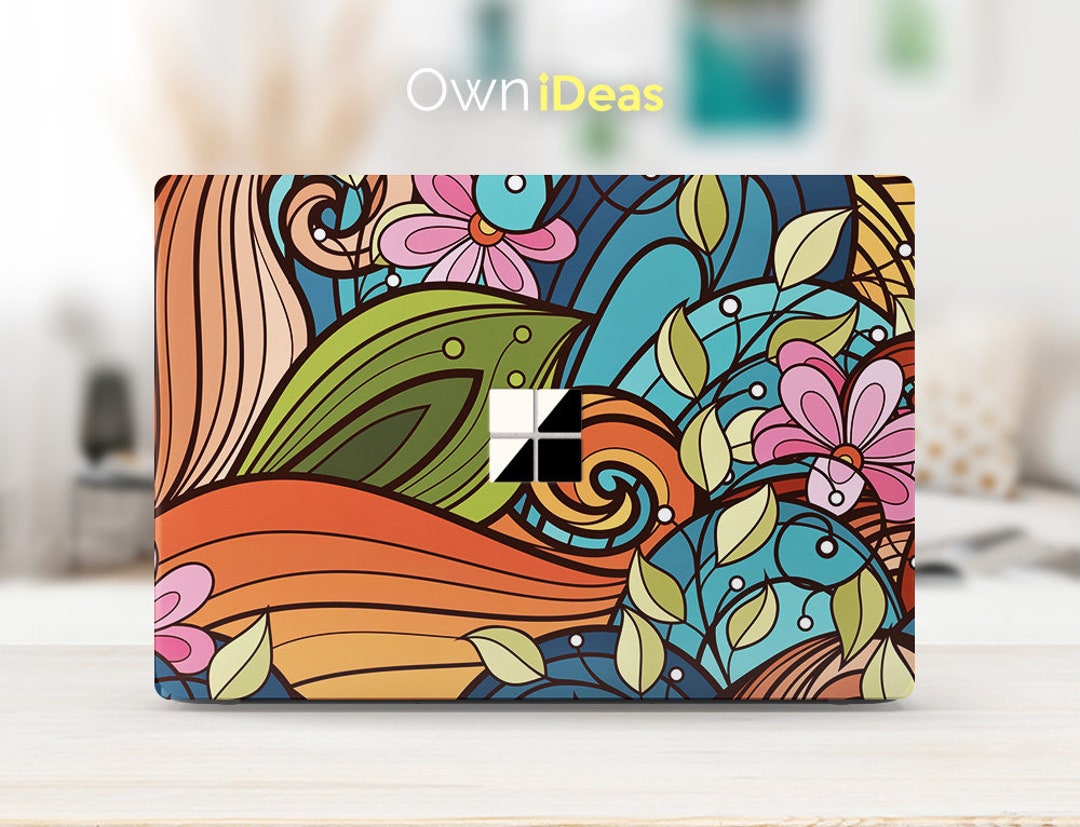 Personalized Gifts for Her, Laptop Sticker, Unique Flowers Design, Fits ...