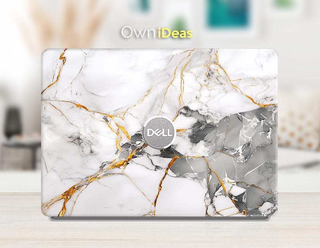 Dell Laptop Decal Grey White Marble Design Personalized Gift Custom ...