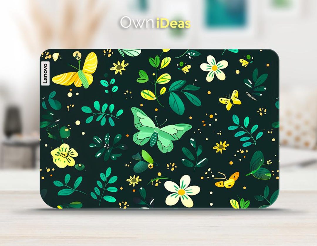 Lenovo Laptop Vinyl Sticker Green Butterfly Design Personalized Custom ...