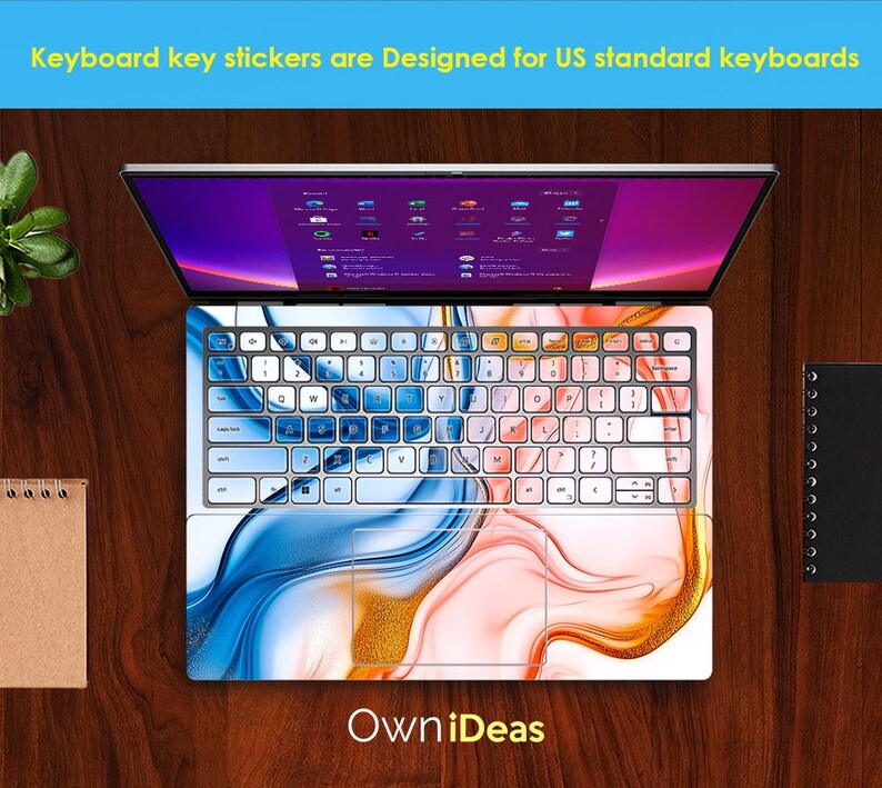 HP Laptop 15-FC Laptop Sticker Marble Design Custom Gift Vinyl Sticker ...