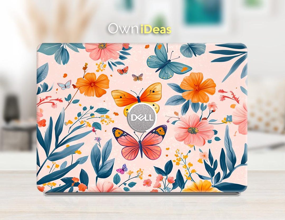 Dell Inspiron 2 in 1 Laptop Decal Pink Flower Butterfly Design ...