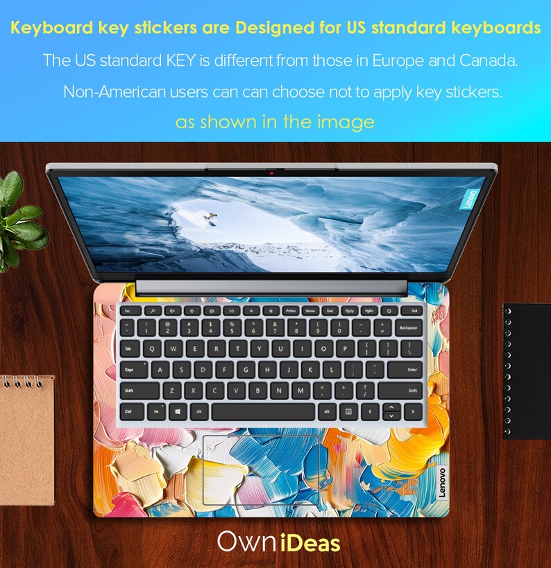 Lenovo Laptop Skin Vinyl Sticker Colorful Design Custom Decal ...