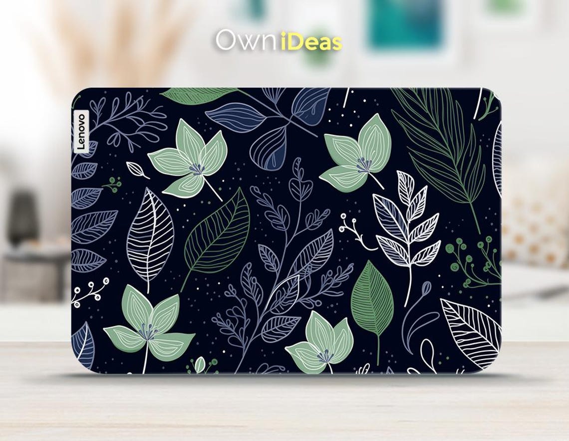 Lenovo Laptop Skin Green Leaf Pattern Design Personalized Gift for Yoga ...
