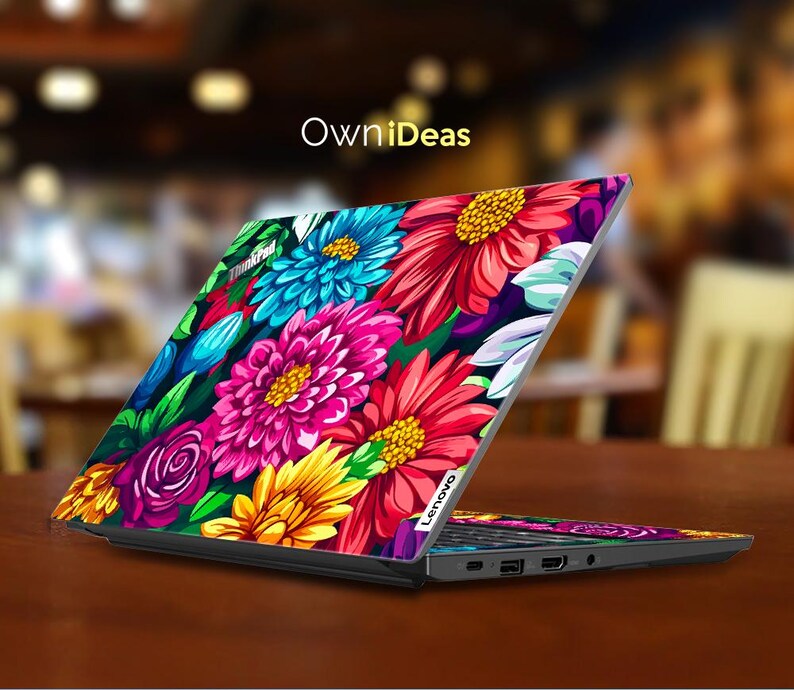 Lenovo Laptop Skin Colorful Cartoon Style Flower Design Personalized ...