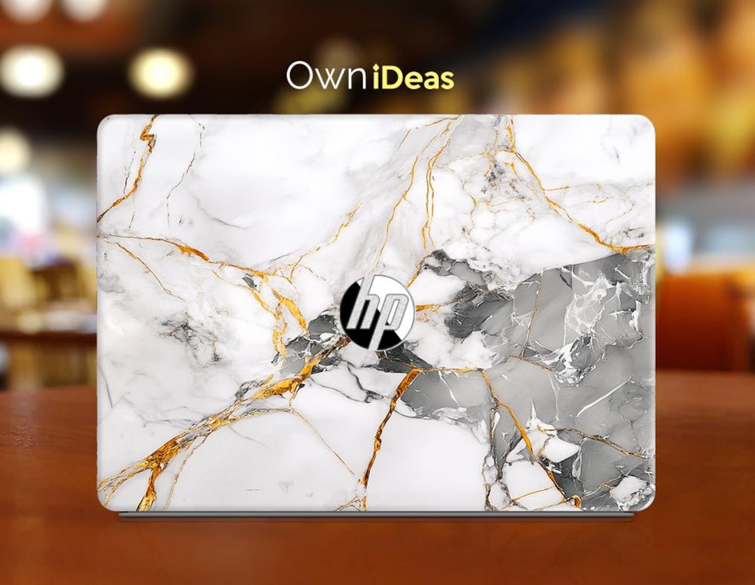 Hp Envy Laptop Sticker Grey White Marble Design Personalized Gift for ...