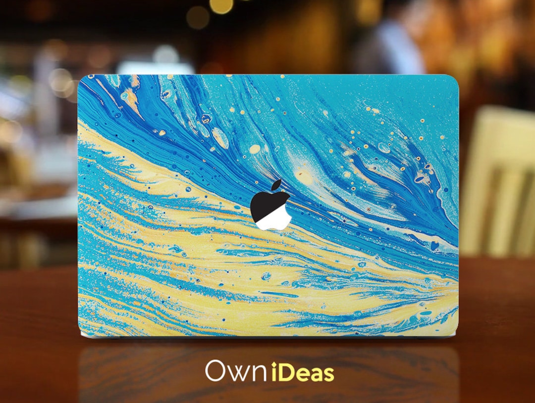 Blue and Gold Watercolor Painting Design, MacBook Skins, Mac Keyboard ...