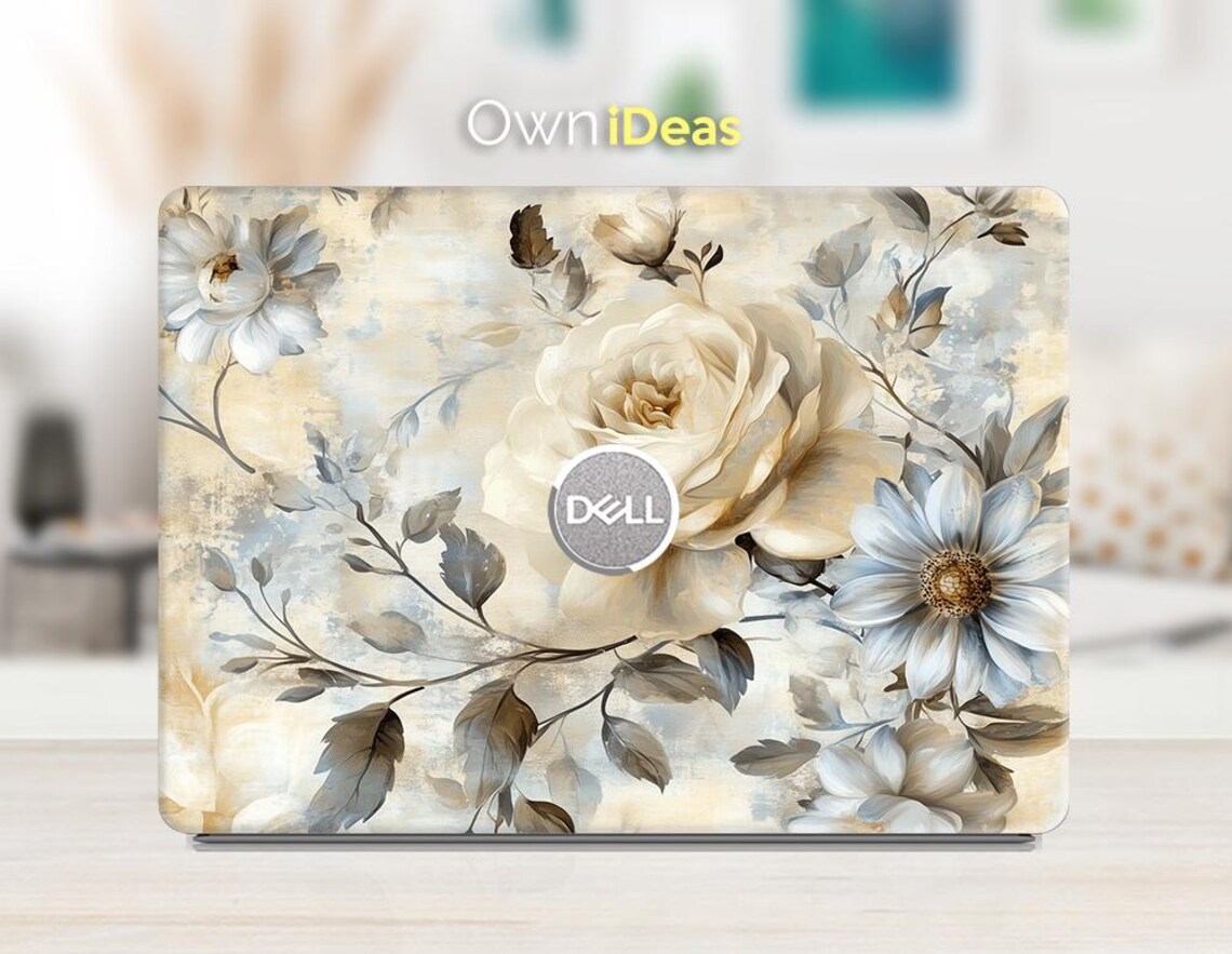 Dell Laptop Decal Vintage Flowers Aesthetic Design Personalized Gift ...