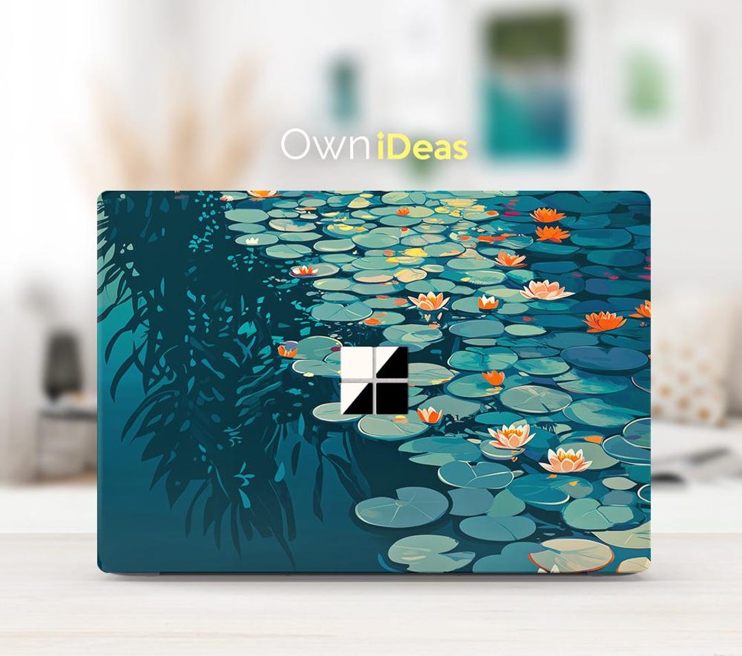 Surface Laptop Skin Green Lotus Design Customizable Personalized Gift ...