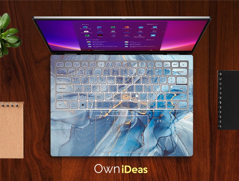 Hp 15.6 Laptop Skin, Blue Marble Texture, Personalized Gift, Fits HP ...