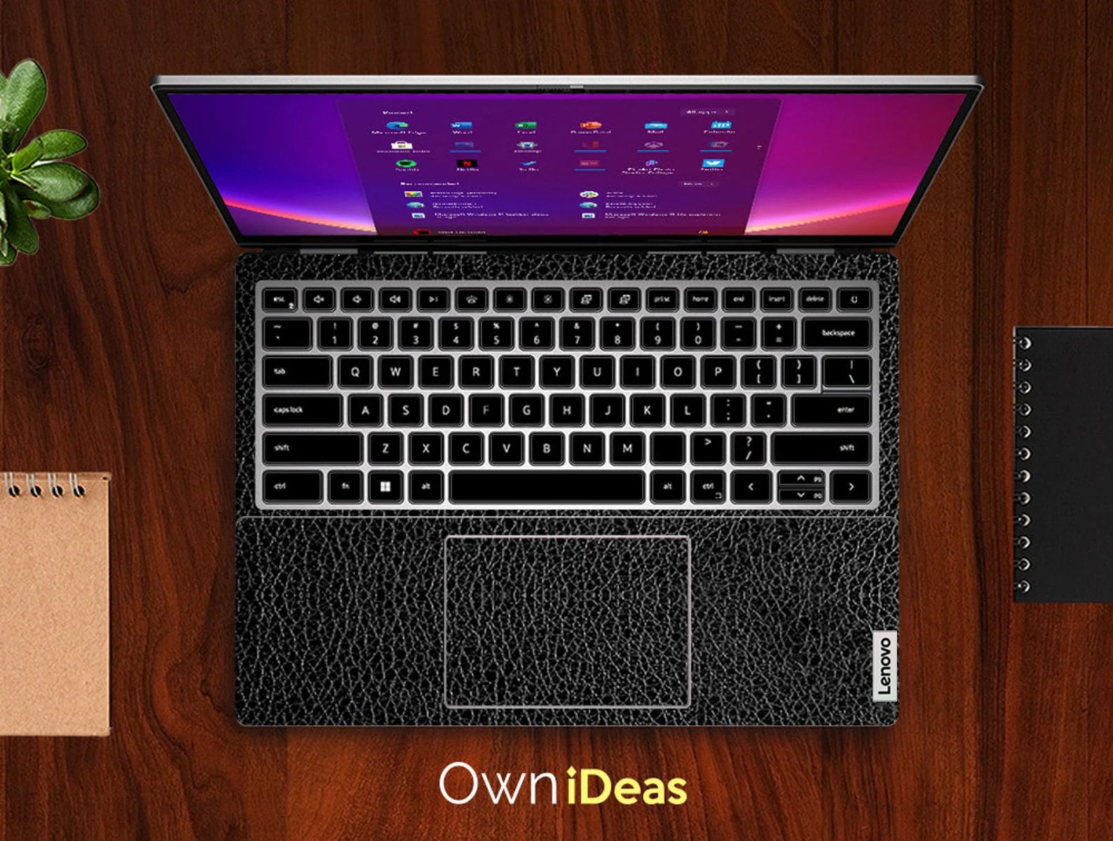 Lenovo Laptop Sticker Leather Black Color Personalized Customizable ...