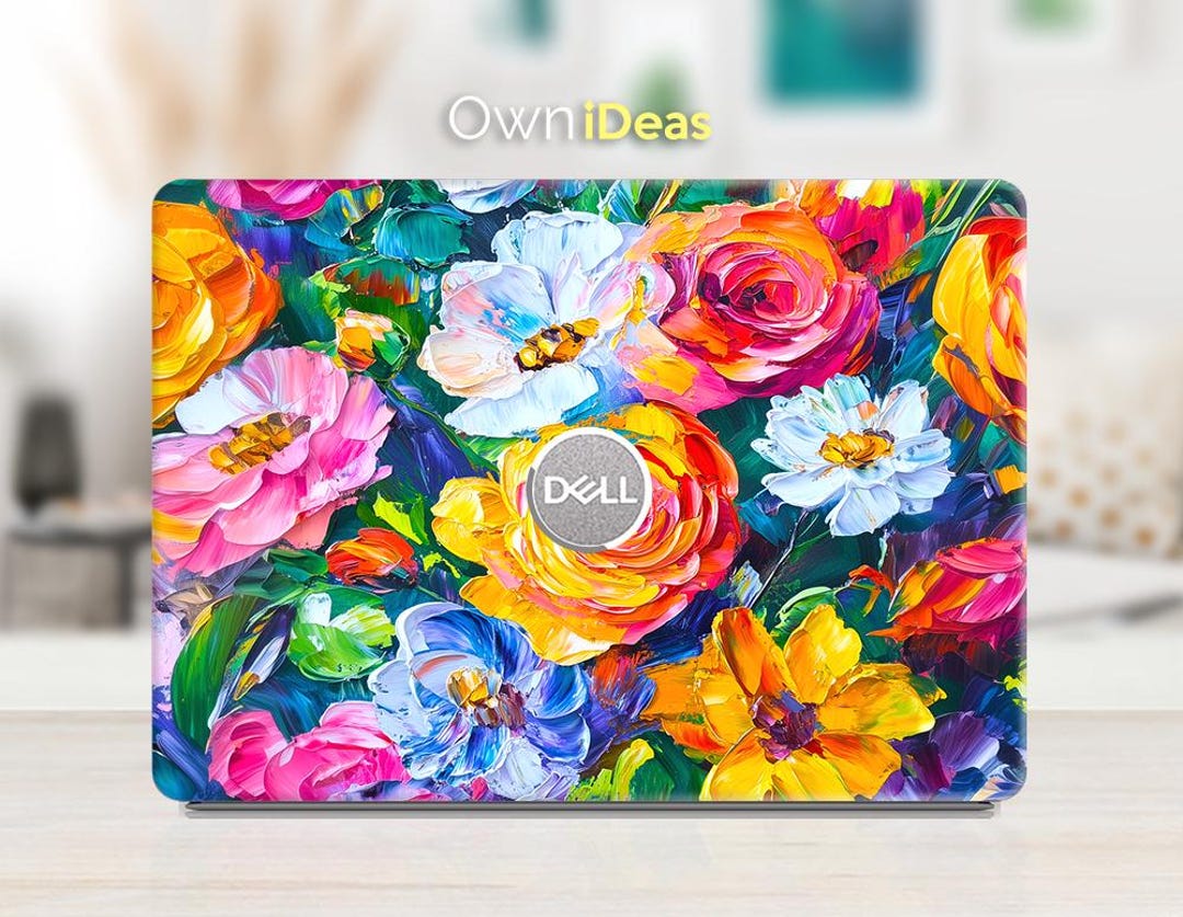 Dell Inspiron Laptop Decal Colorful Oil Painting Flower Personalized ...