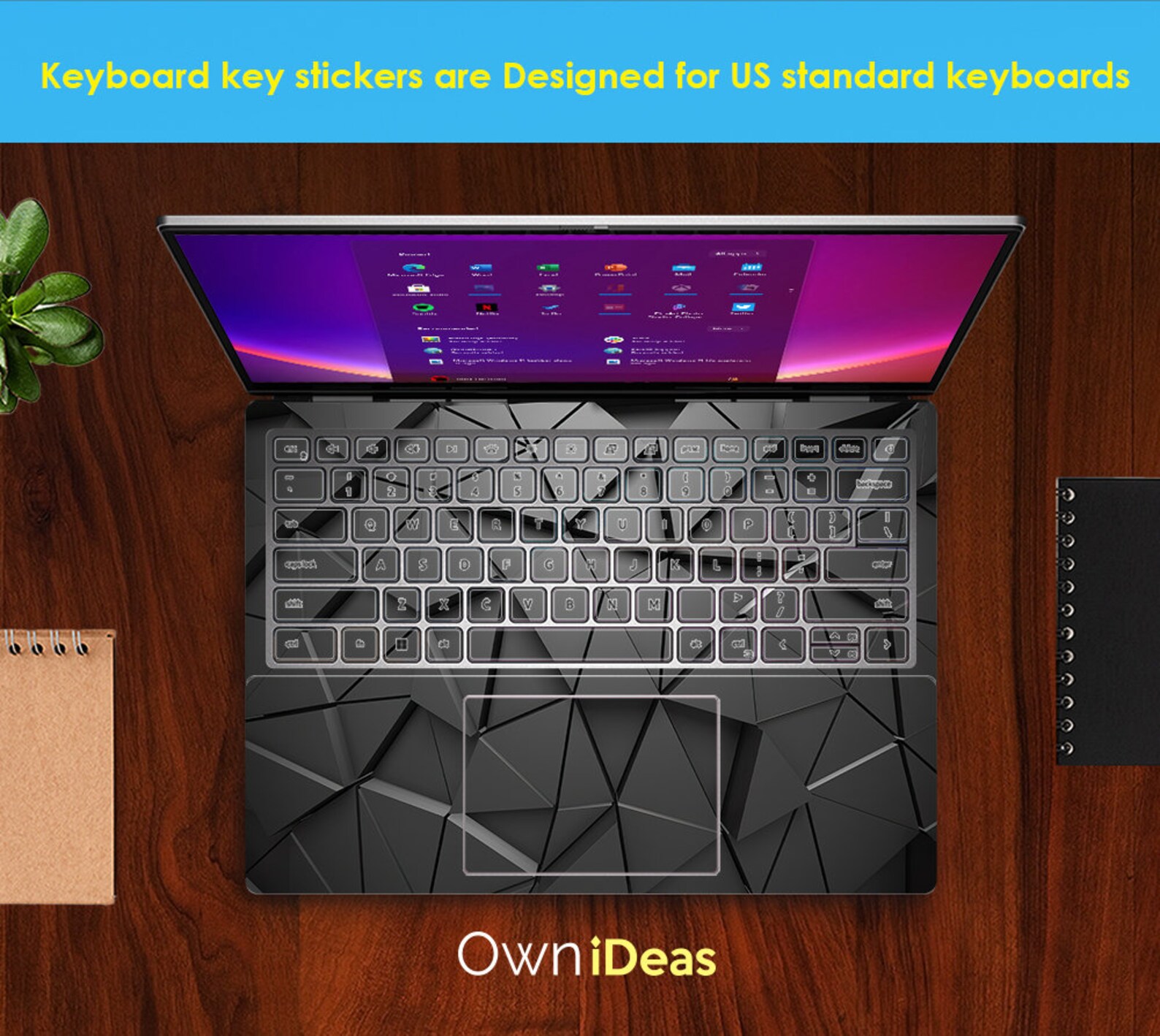Hp Envy Skin, Black Cool Geometry Texture Personalized Gift for Him ...
