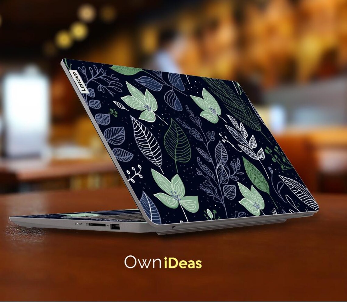 Lenovo Laptop Skin Green Leaf Pattern Design Personalized Gift for Yoga ...