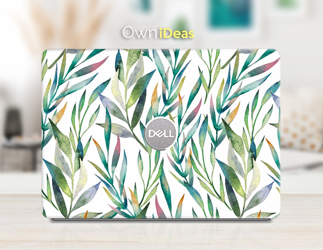 Dell Laptop Decal White Leaves Abstraction Designed Accessories Stain ...