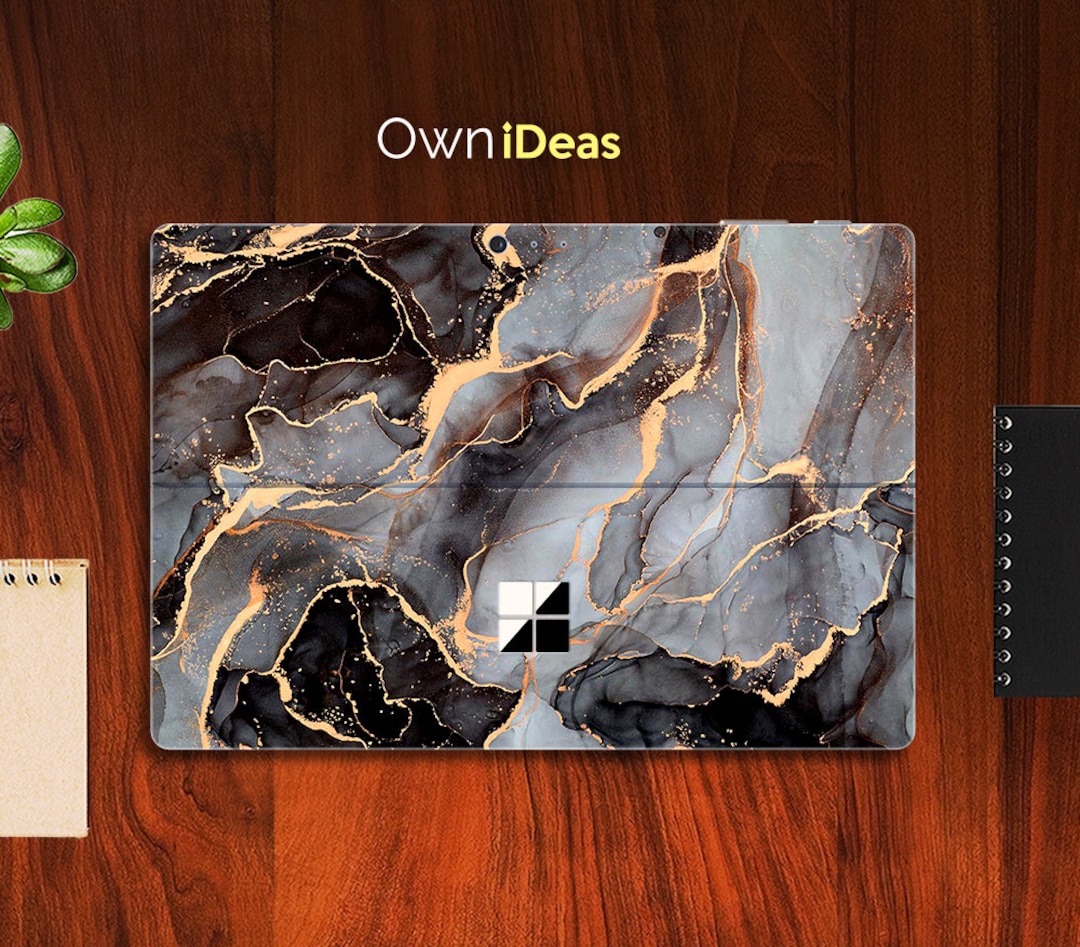 Surface Pro X Skin, Black Marble Design Personalized Gift, Fits Surface ...