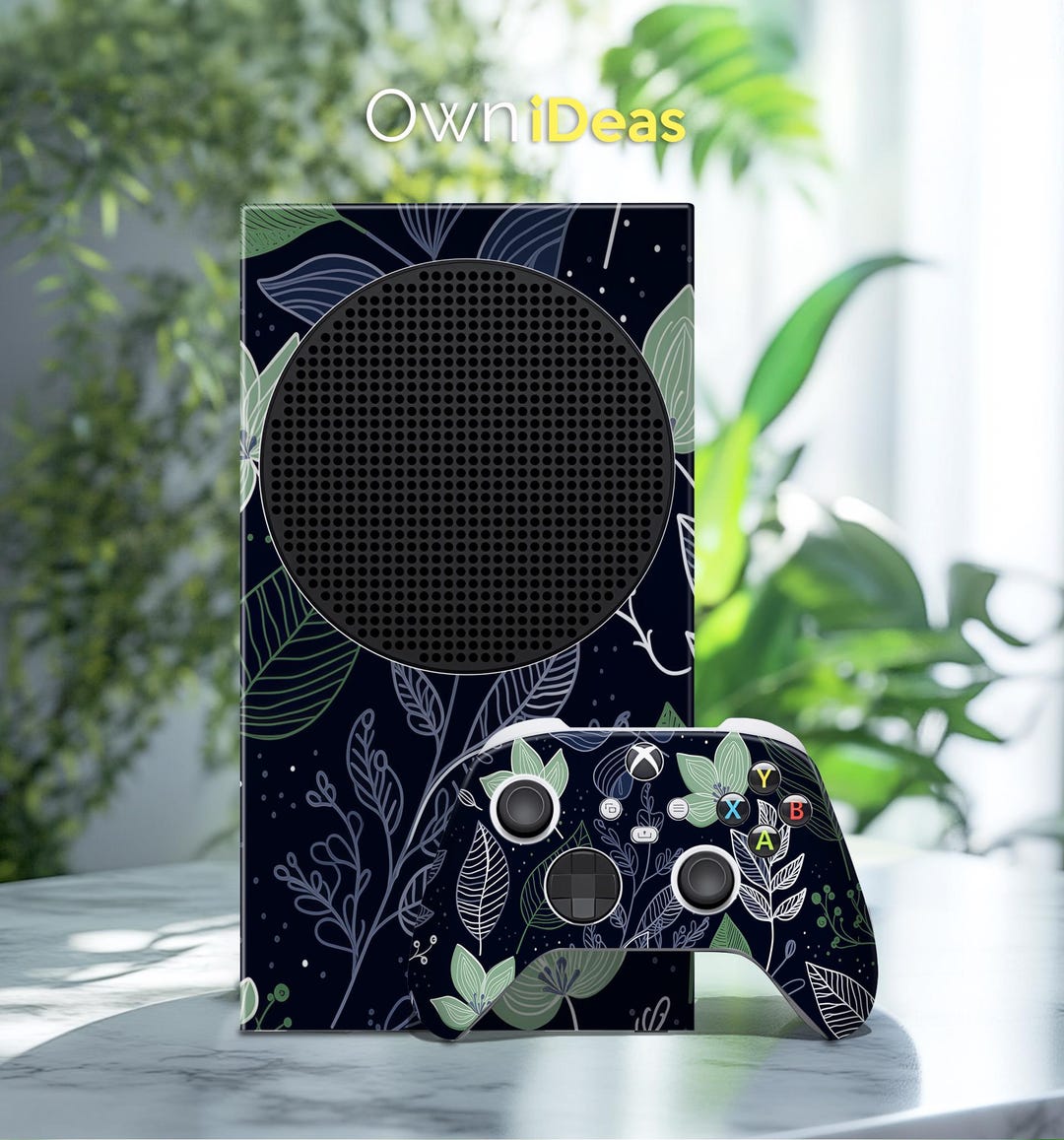 Xbox Console Sticker Green Leaf Pattern Custom Skin Vinyl Sticker for ...