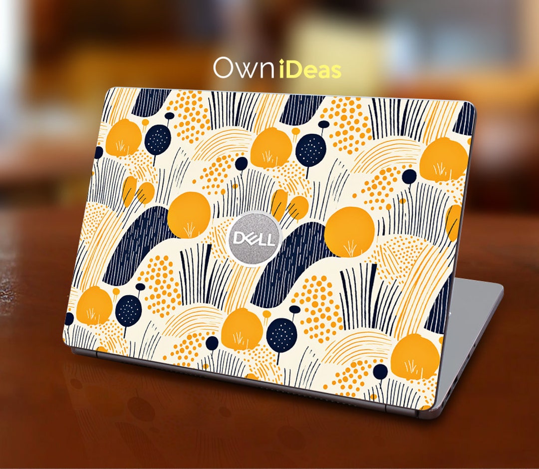 Dell Top Laptop Cover Protect Decal Yellow Plant Design Customizable ...