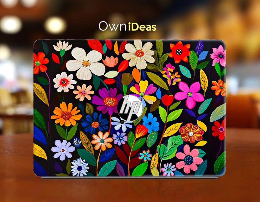 Hp Slim Laptop Decal Colorful Flower Design Custom Gift Vinyl Sticker ...