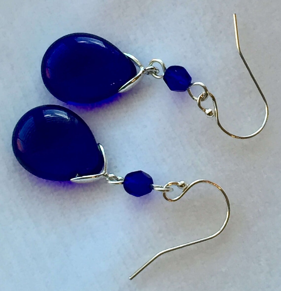 Sterling Silver Cobalt Earrings, Dark Blue Earrings, Blue Earrings ...