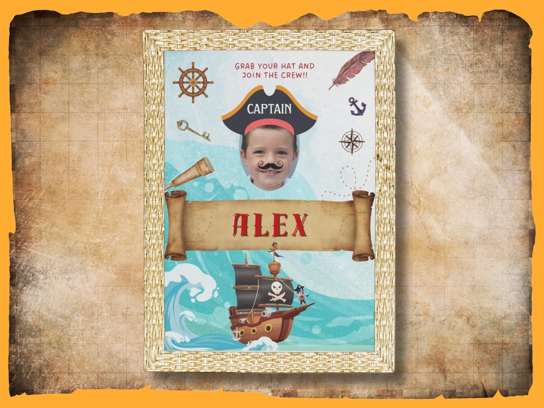 Pirate Birthday Photo Frame, Pirate Photo Frame, Ahoy Matey Kids Pirate ...