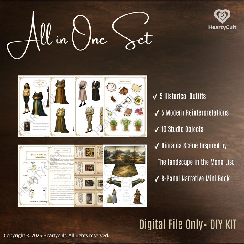 Mona Lisa Paper Doll Set, DIY Art History Diorama (printable PDF + PNG ...