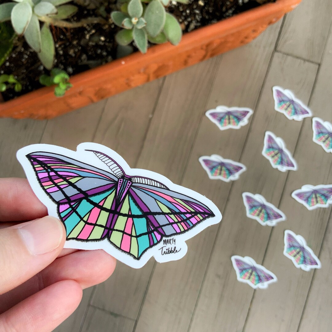 Night Vision Moth Sticker, Moth Vinyl Decal, Butterfly Sticker ...