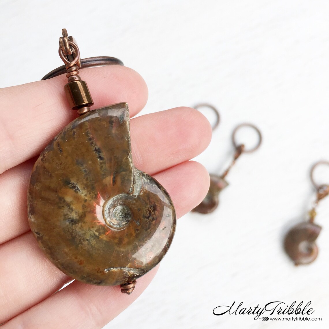 Ammonite Keychain: Sacred Geometry Fossil Keyring With Gemstone - Etsy