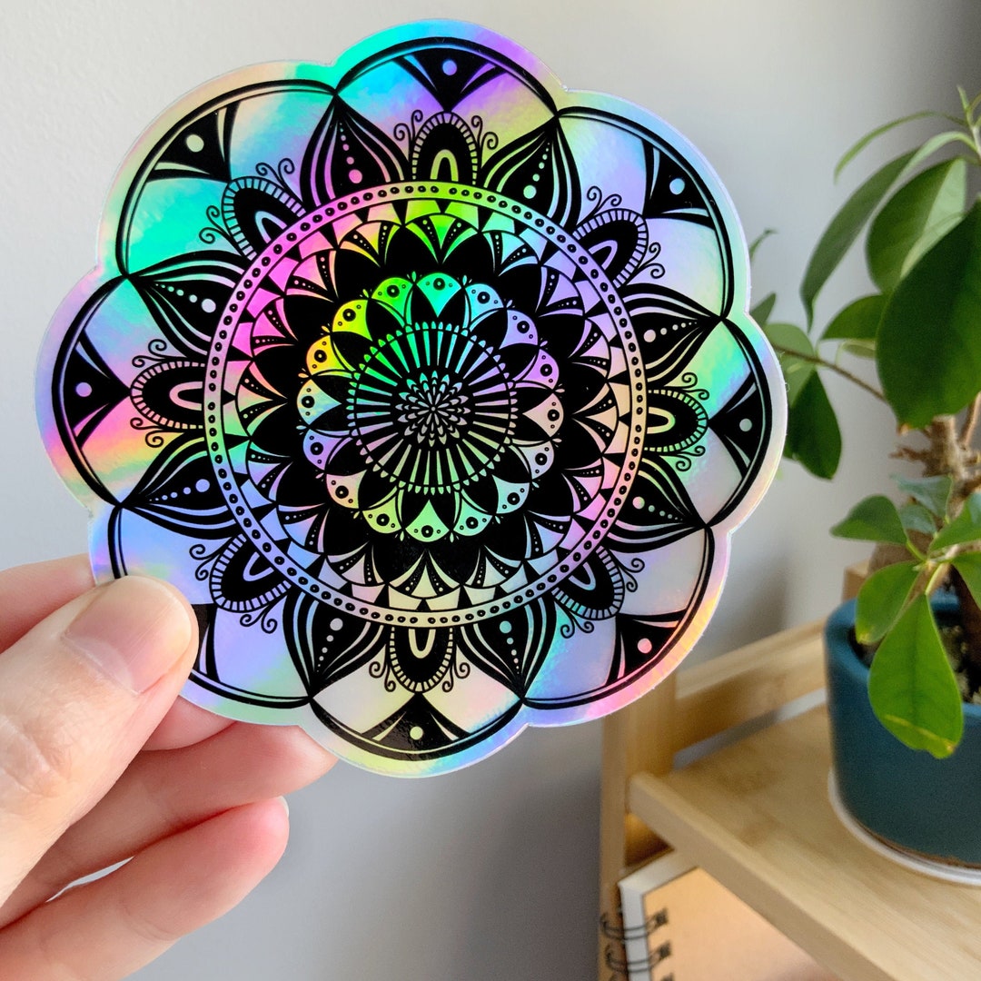 Holographic Mandala Sticker | 4” Vinyl Sticker | Weatherproof Scratch ...