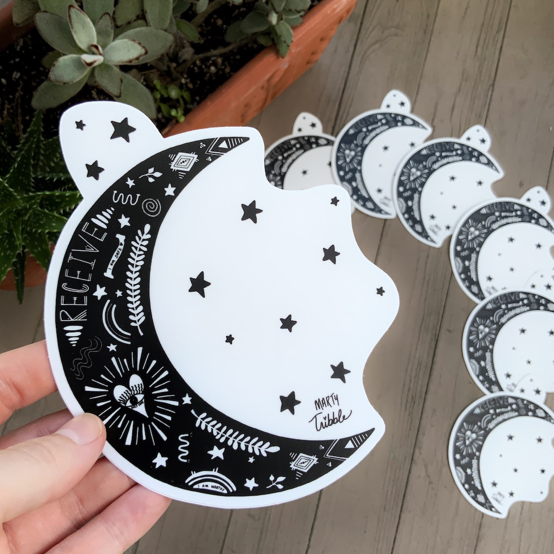 Moon Sticker | 6” Vinyl Sticker | Weatherproof Scratch-resistant ...
