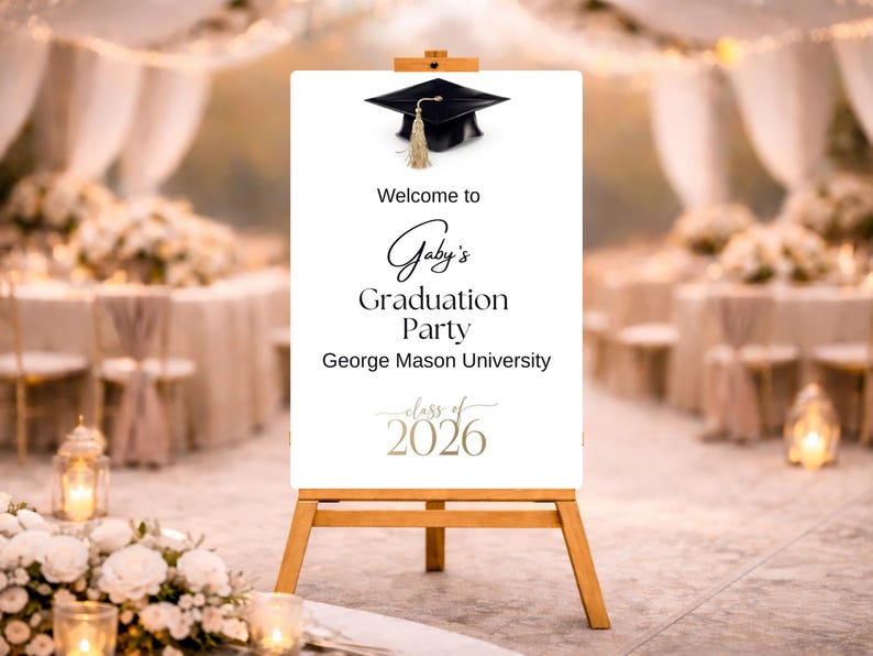 Editable Graduation Welcome Sign Template, Class of 2026 Party Decor ...
