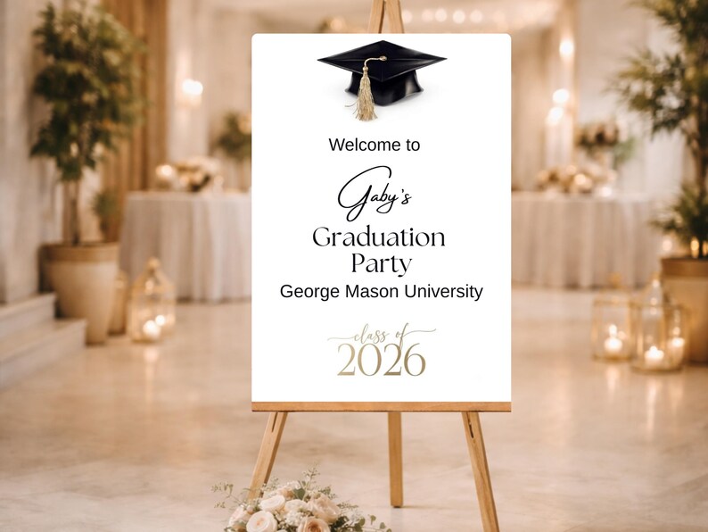 Editable Graduation Welcome Sign Template, Class of 2026 Party Decor ...