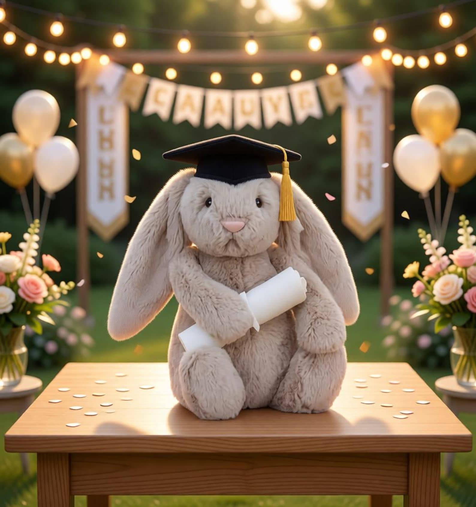 Jellycat Bashful Beige Bunny Graduation Inspired Handmade Plush Toy ...