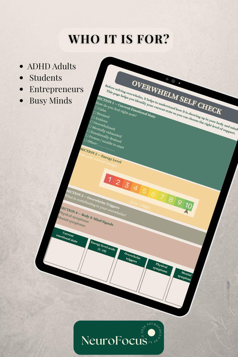 ADHD Overwhelm Recovery Toolkit | Neurodivergent Planner (printable PDF ...
