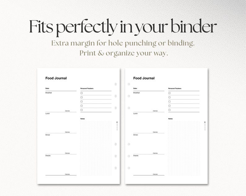 Minimalist Food Journal | Printable and Digital Nutrition Planner ...