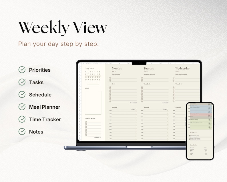 Minimalist Digital Planner | Weekly, Monthly Schedule (google Sheets ...