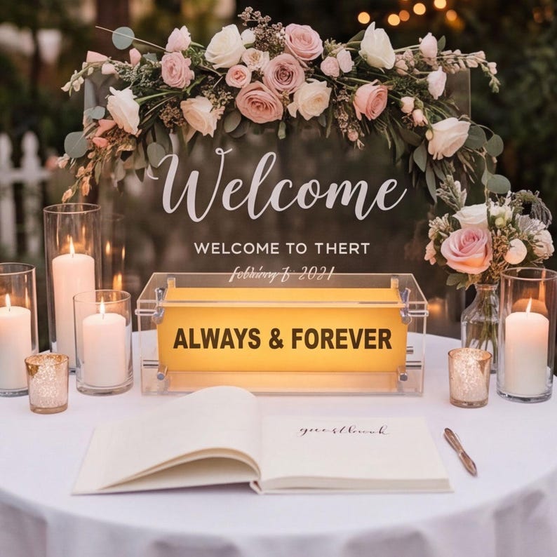 Personalized Wedding Acrylic Light Box, Custom Name Lamp, Welcome Sign ...