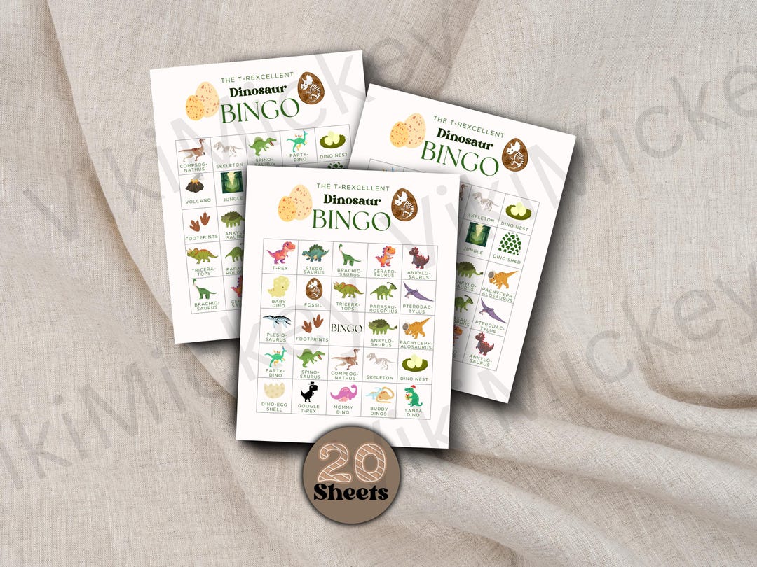 Editable Dinosaur Birthday Bingo Game Green | Dino Party Printable ...