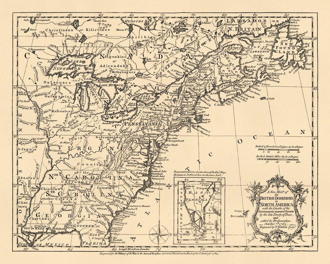 A New Map of the British Dominions in North America; October 7th 1763 ...